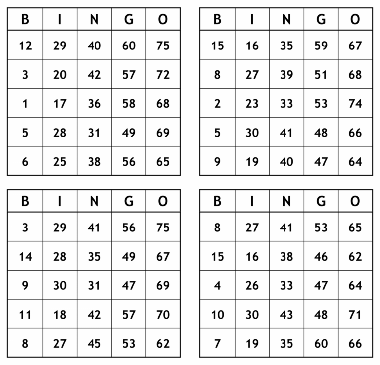 free printable bingo cards with numbers - FREE Printable HQ