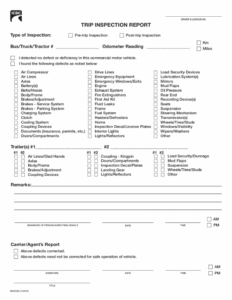 downloadable printable free dot pre trip inspection form pdf - FREE ...