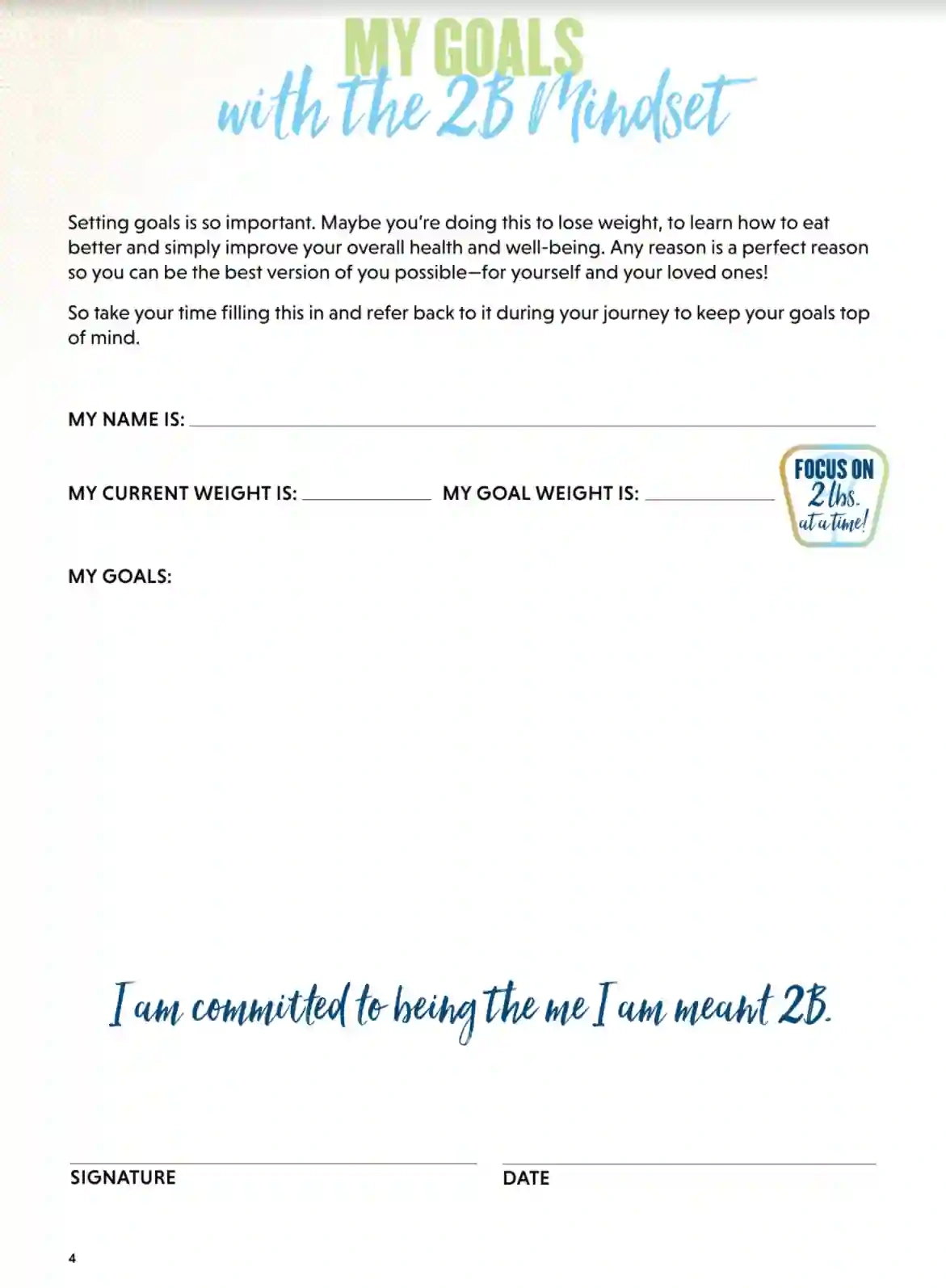 Free Printable 2b Mindset Tracker | FREE Printable HQ