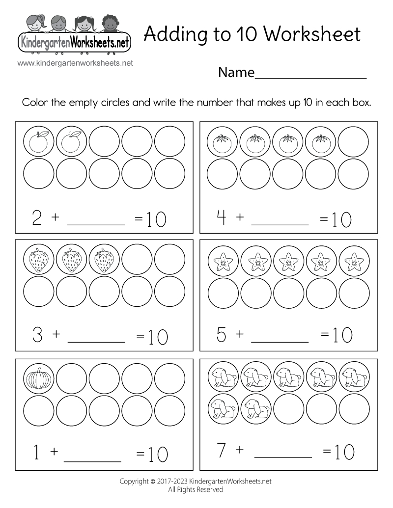 Printable Adding to 10 Worksheet | FREE Printable HQ
