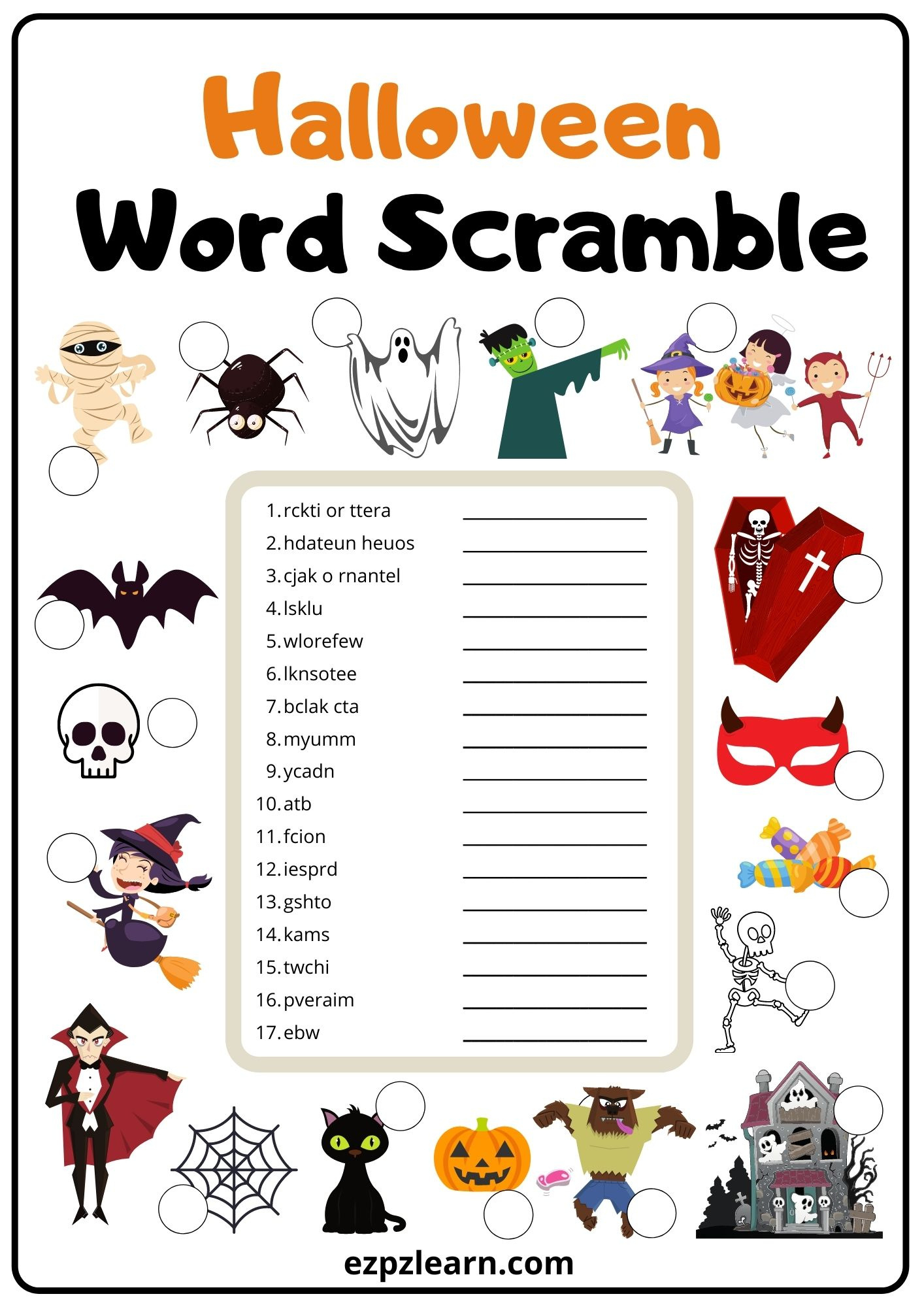 Free Printable Halloween Word Scramble | FREE Printable HQ