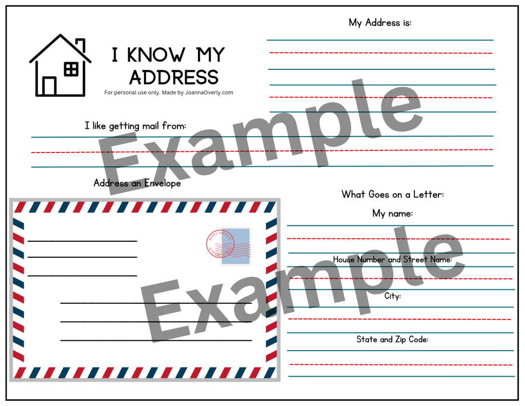 I Know My Address Free Printable | FREE Printable HQ