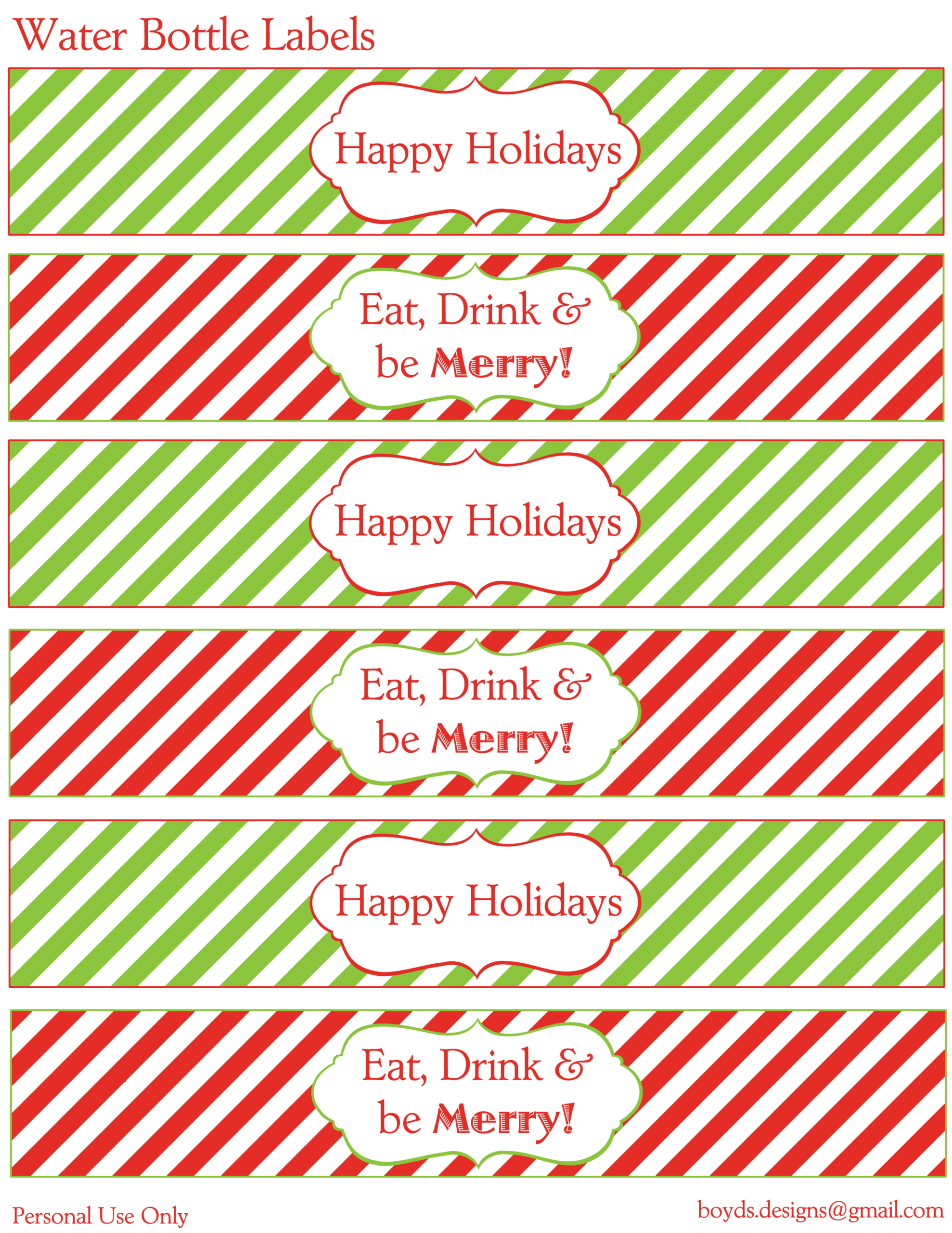 Free Printable Christmas Water Bottle Labels | FREE Printable HQ