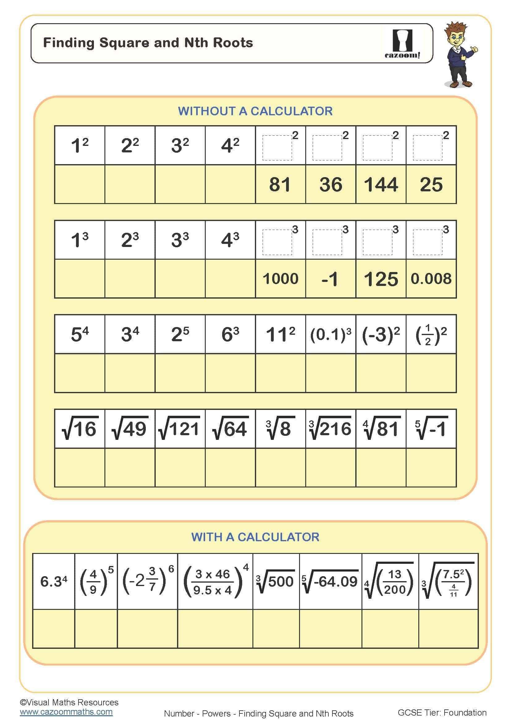 Free Printable Square Root Worksheets | FREE Printable HQ