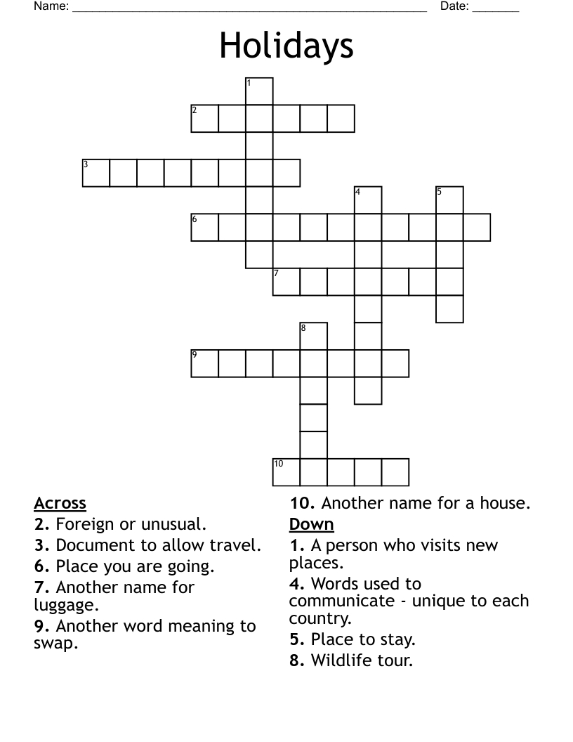 Holiday Crosswords Printable | FREE Printable HQ