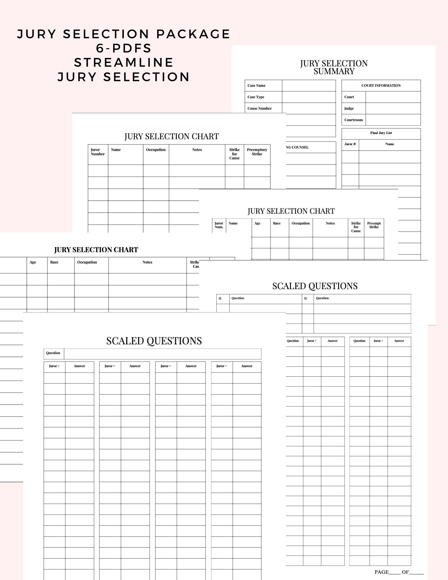 Printable Jury Selection Chart Template | FREE Printable HQ