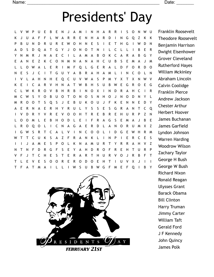 Presidents Day Word Search Printable | FREE Printable HQ