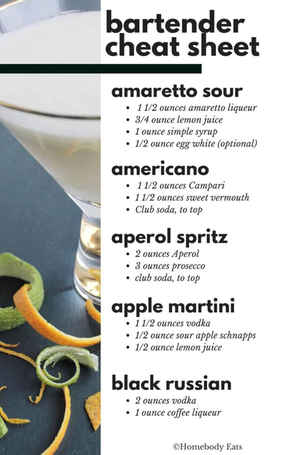 Free Printable Bartender Cheat Sheet | FREE Printable HQ