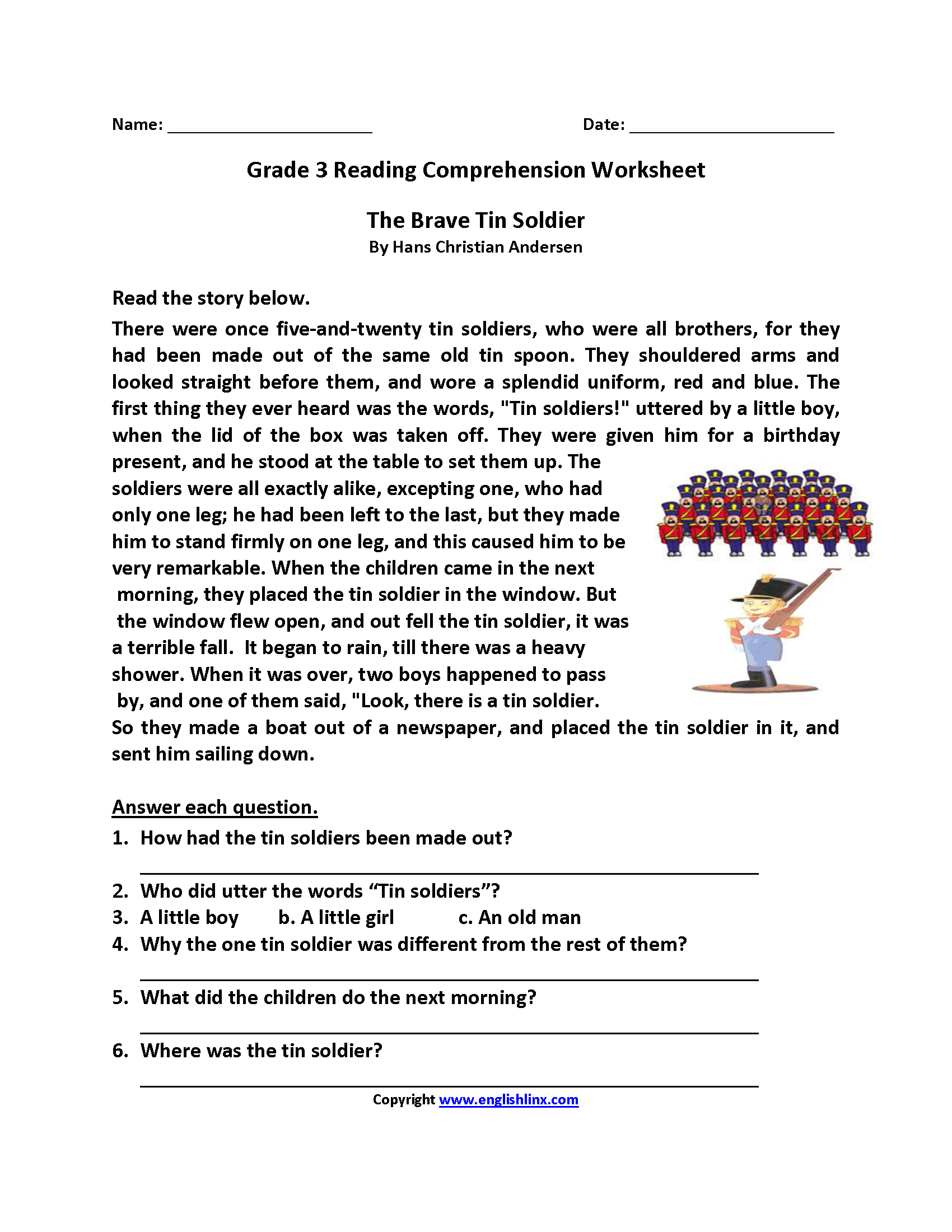 Reading Worksheets Printable For For 3rd Grade | FREE Printable HQ