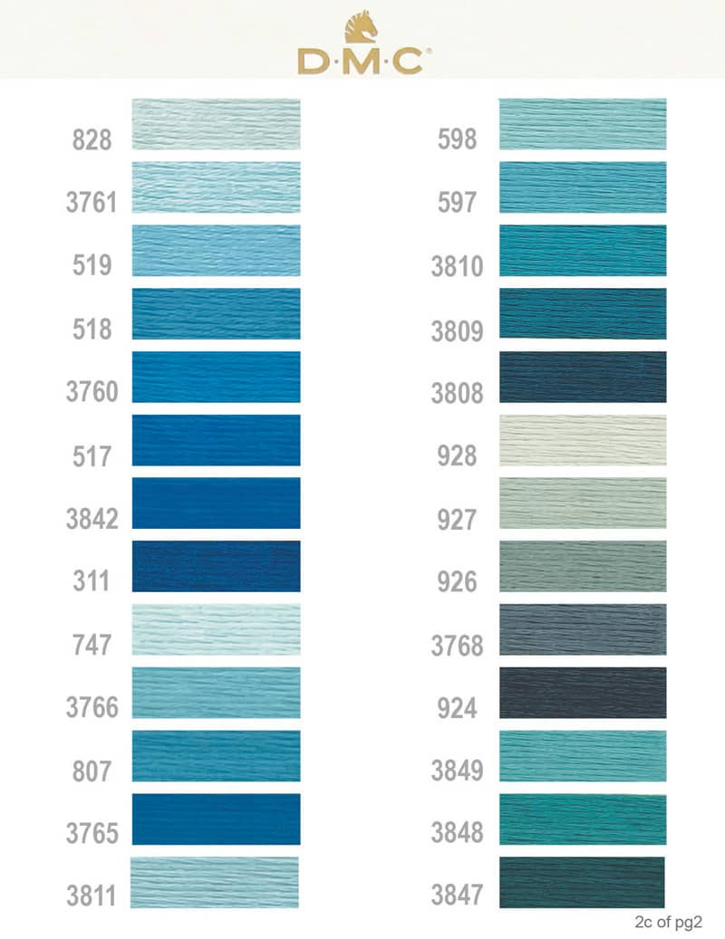 DMC Color Chart Blues | FREE Printable HQ