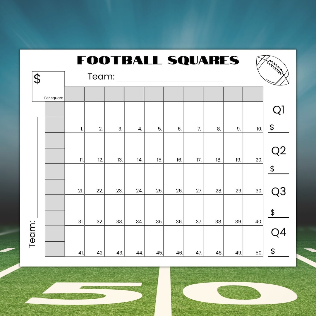 Printable 50 Square Super Bowl Grid | FREE Printable HQ