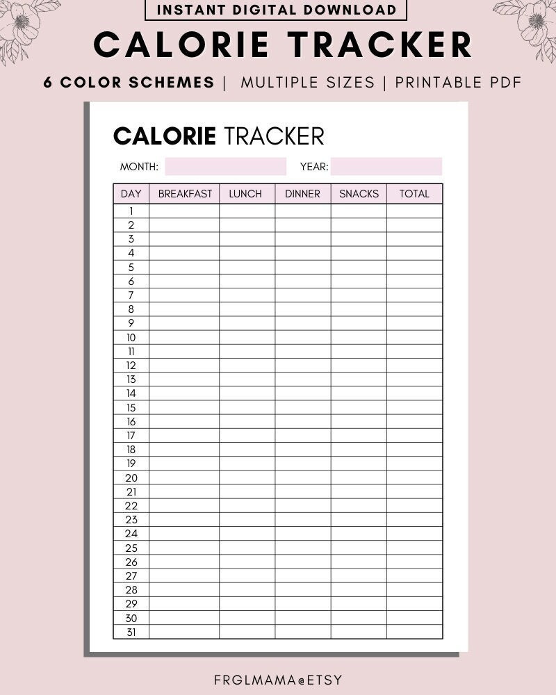 Printable Calorie Tracker Sheet | FREE Printable HQ
