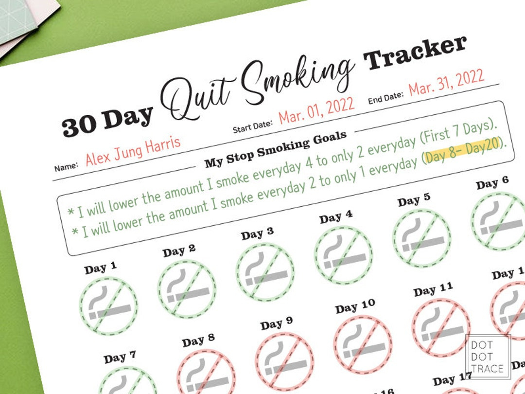 Quit Smoking Tracker Printable | FREE Printable HQ